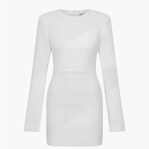 Ila | Dresses | Ila Solar Long Sleeve White Mini Dress Sequin Details ...